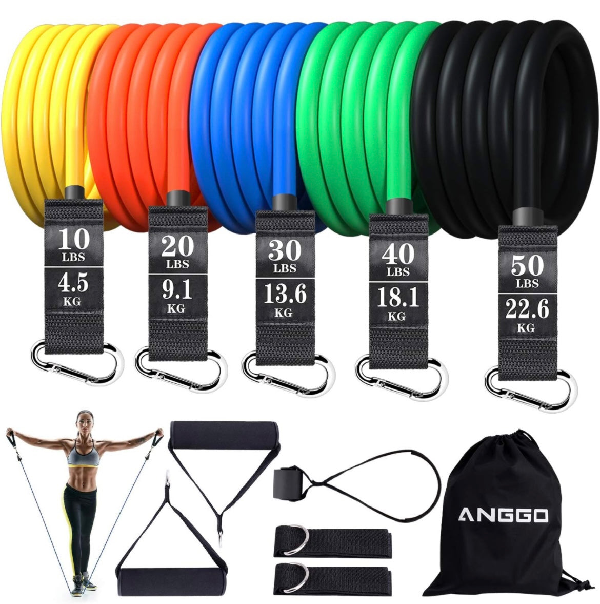 Heavy Duty Resistance Bands Set | 11 Pcs (Up to 60 kgs) – trendly